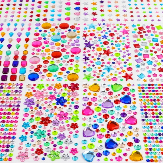 Neasyth Self Adhesive Gem Stickers, 3330 Pcs, Multi-Color Rhinestones ...