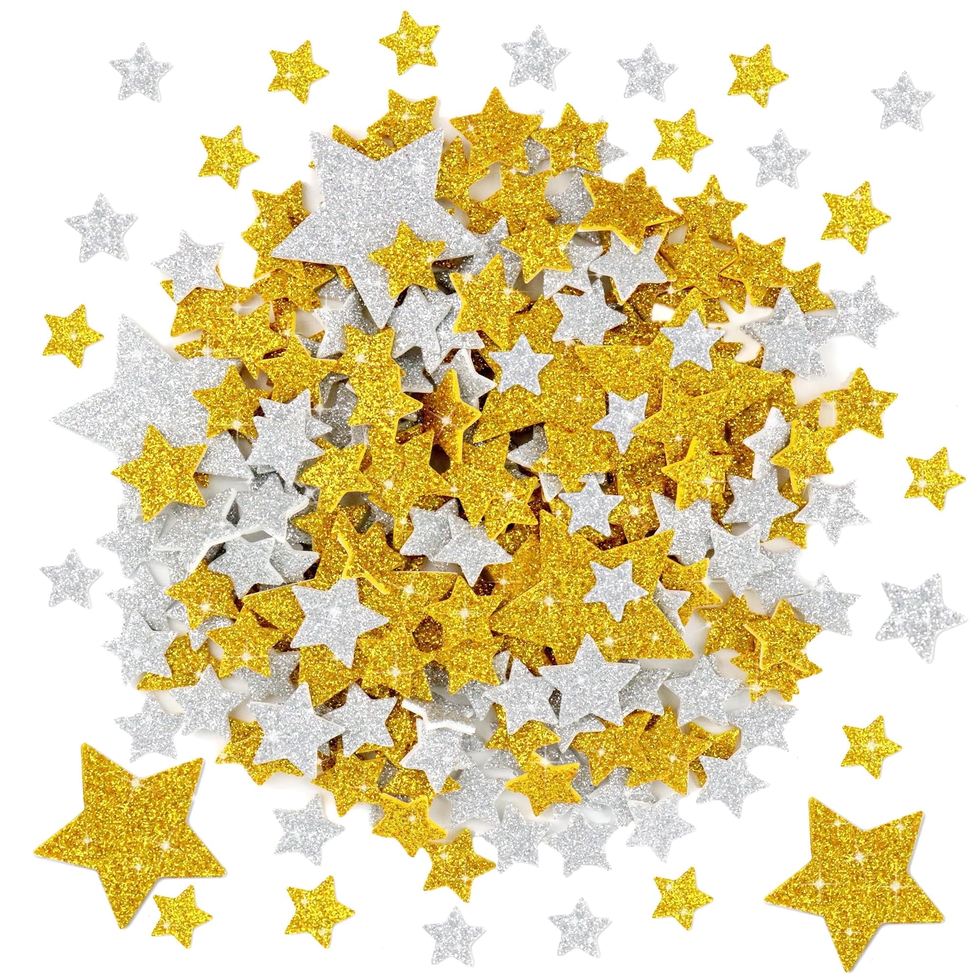 Neasyth Glitter Star Foam Stickers, 1026Pcs Gold & Silver Stars Shape ...