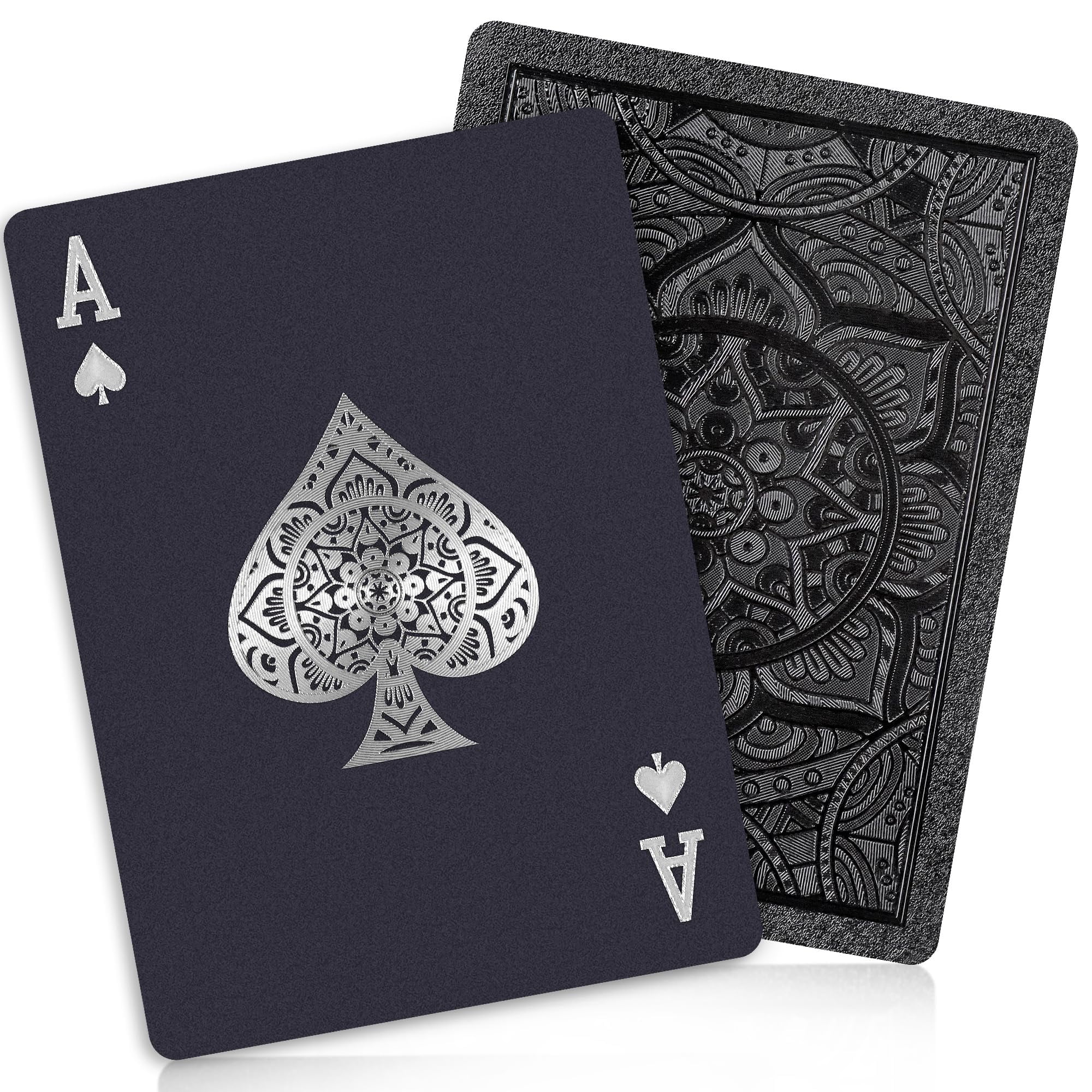 Neasyth Plastic Waterproof Playing Cards, Cool Black Standard 2 Decks ...