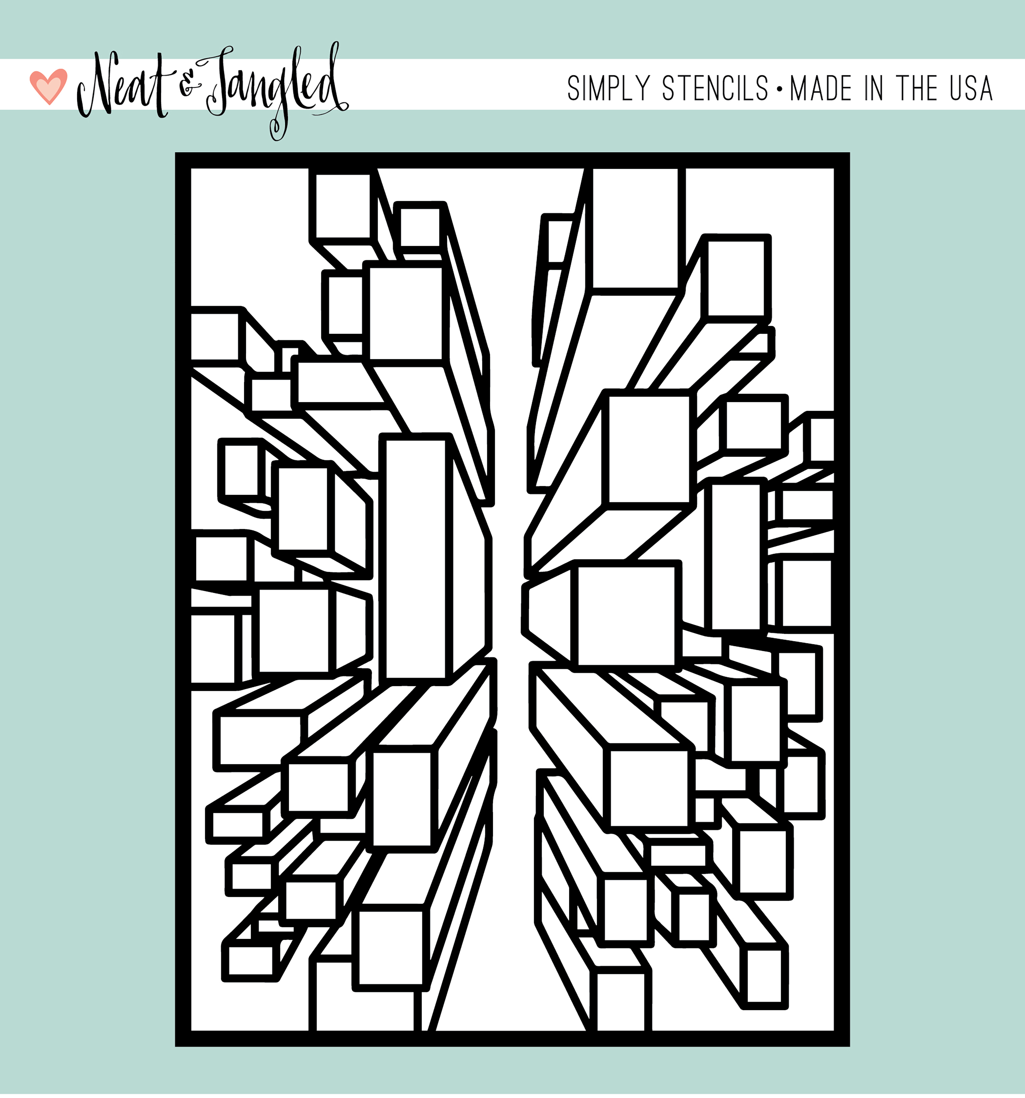 Neat & Tangled Stencil 6"X6"-Exploding Blocks - Walmart.com