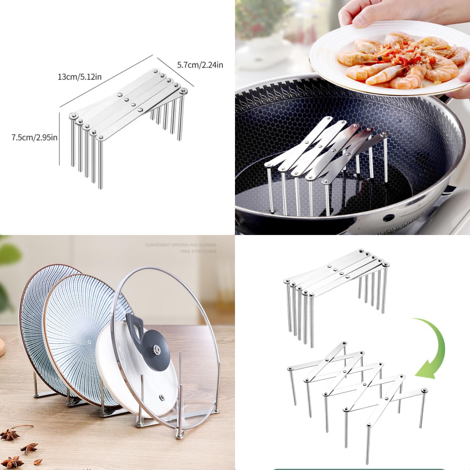 Neat and Tidy Stainless Steel Adjustable Retractable Pot Lid Rack with ...
