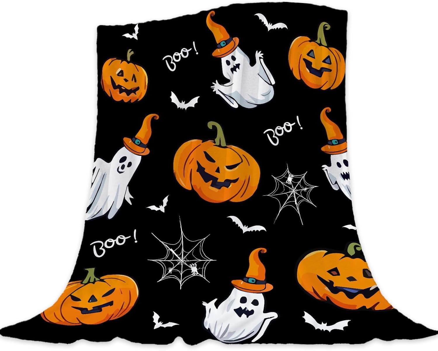 Neatee Living Halloween Throw Blanket Pink Spooky Pumpkins Throw ...
