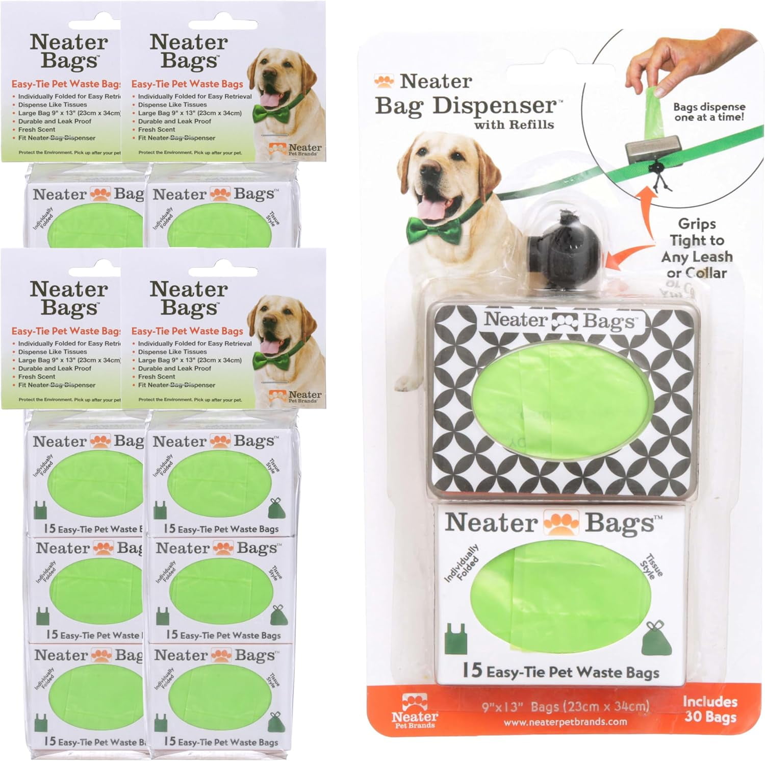 Neater Bags Dog Waste Bag, No Rolls - Dog Poop Bags Dispense One at a ...