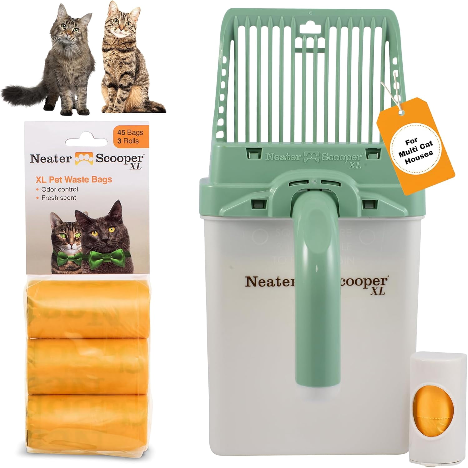 Neater Scooper XL Cat Litter Scoop, 60 Refill Bags – Extra-Large ...