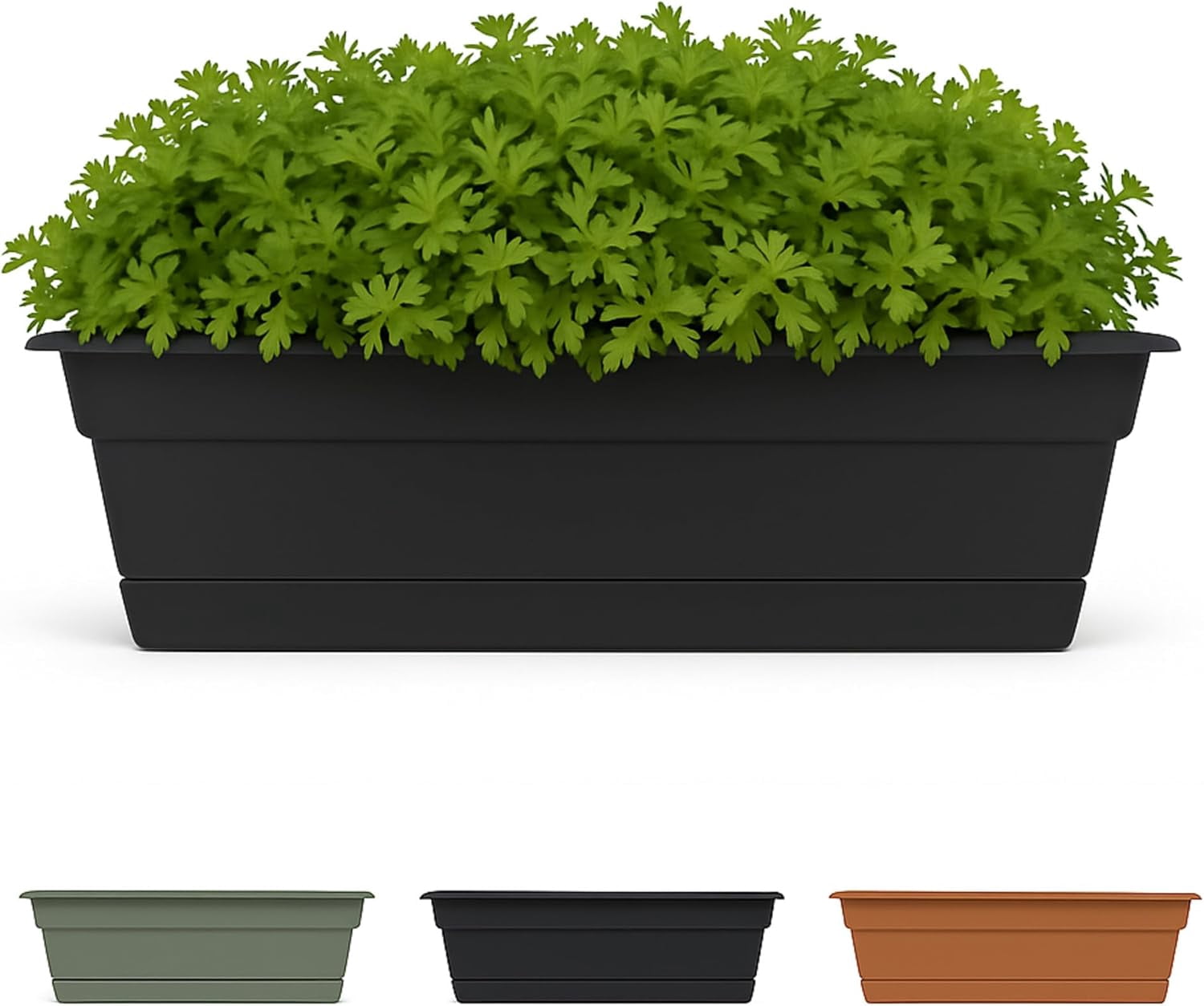 Neatifyes Dura Cotta Window Box Planter: 30" - Black - Large Box with ...