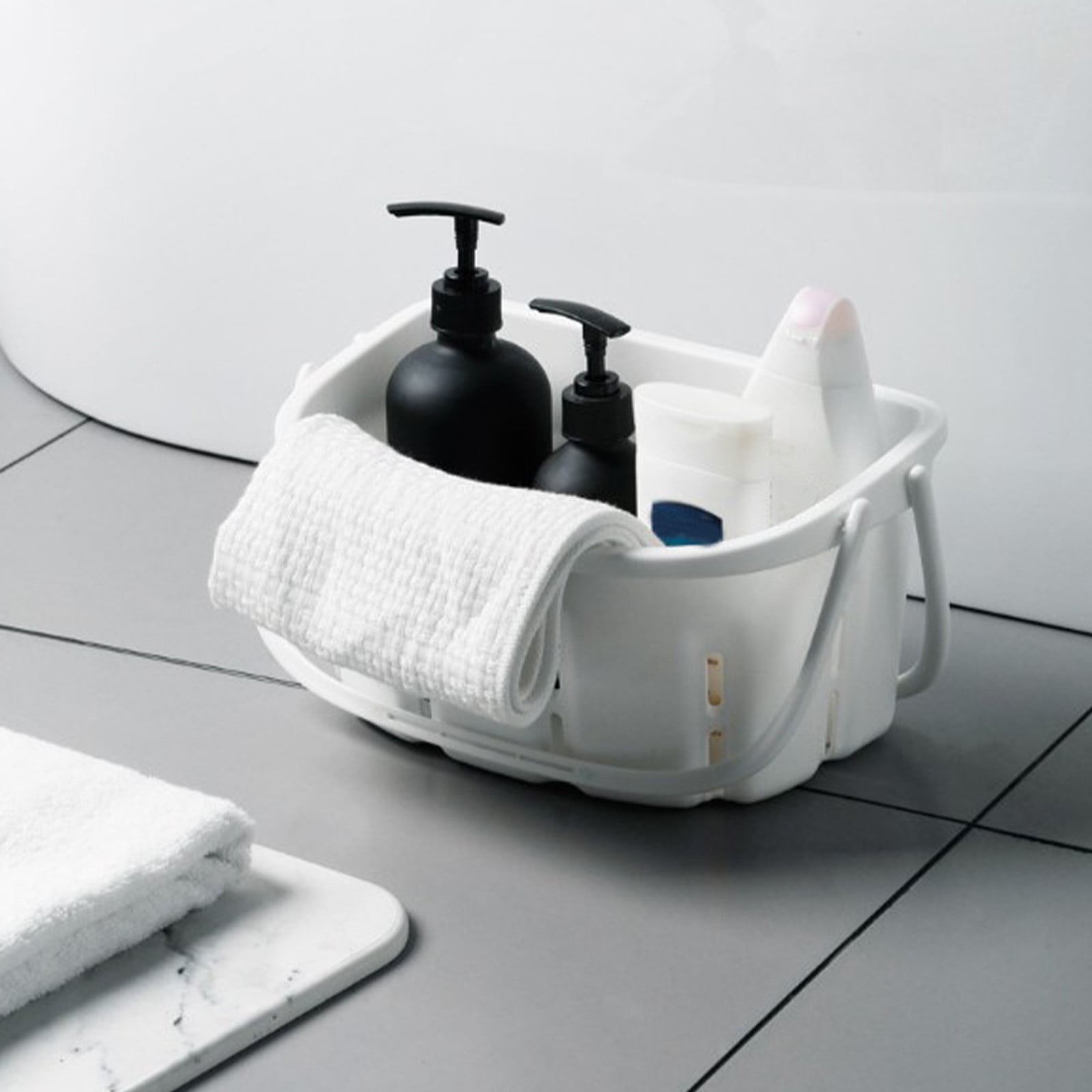 Neatly Organized - Plastic Shower Basket Kitchen Storage With Hooks For ...