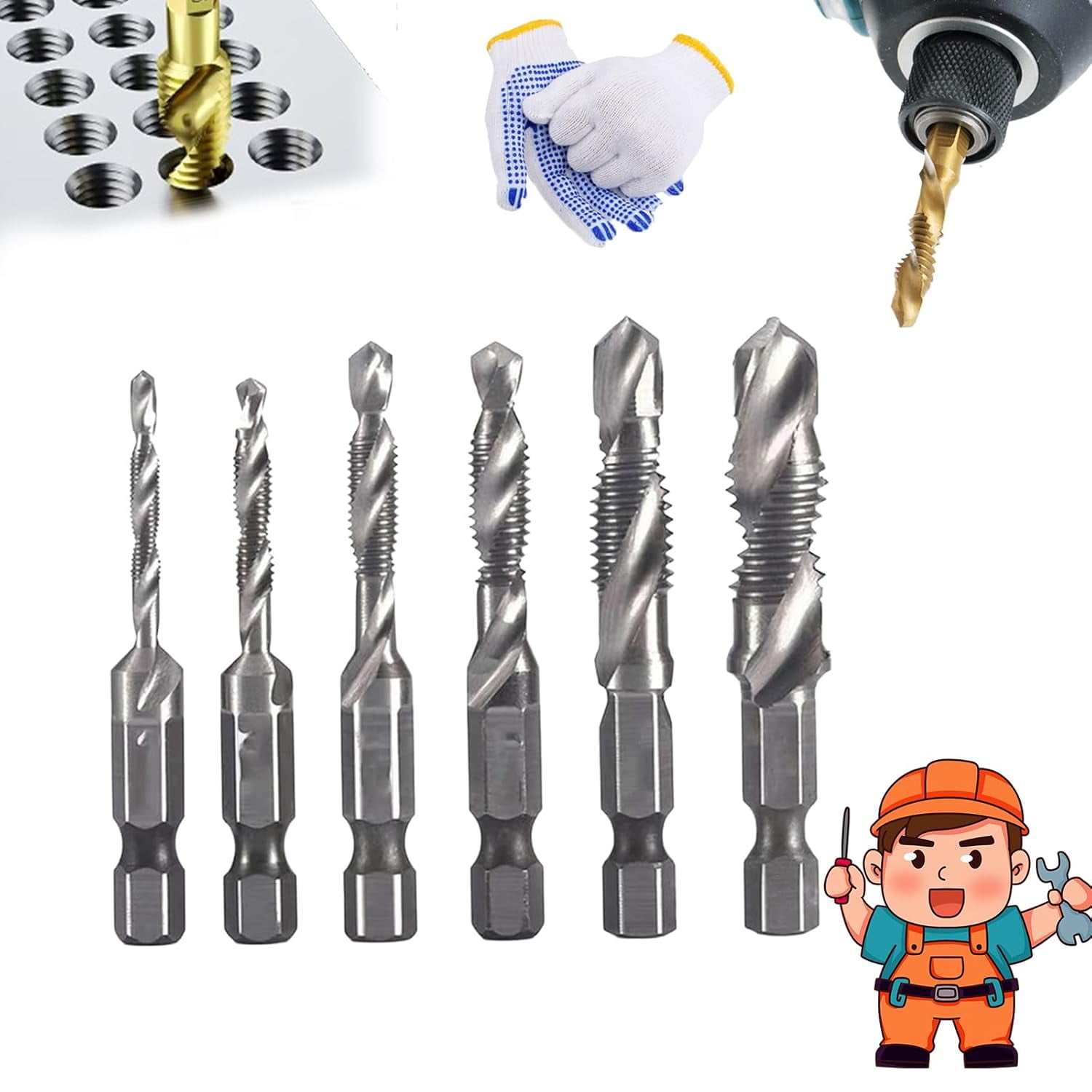 Neattidyly 3 in 1 Spiral Tap Hex Shank Drill Bit Set,3 in 1 Spiral Tap ...