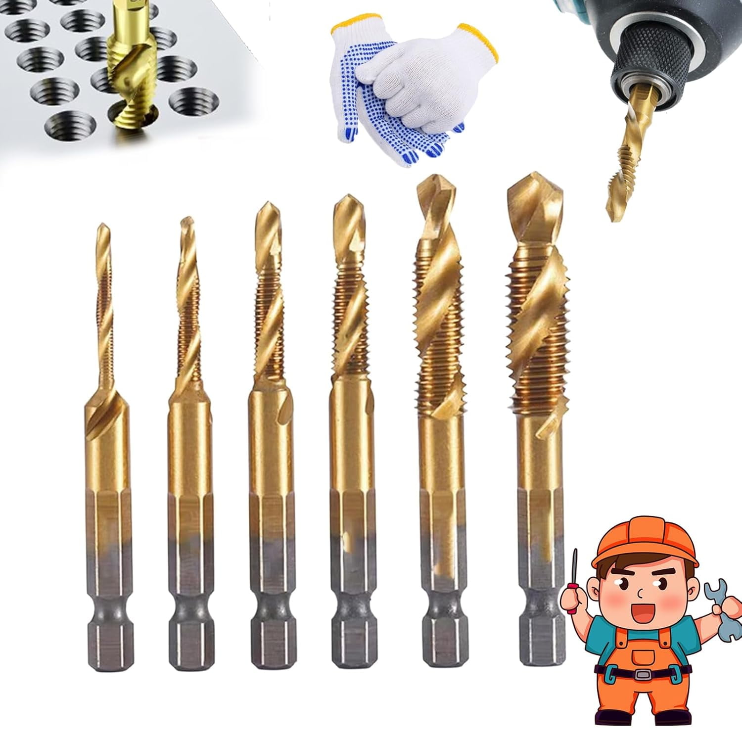 Neattidyly 3 in 1 Spiral Tap Hex Shank Drill Bit Set,3 in 1 Spiral Tap ...