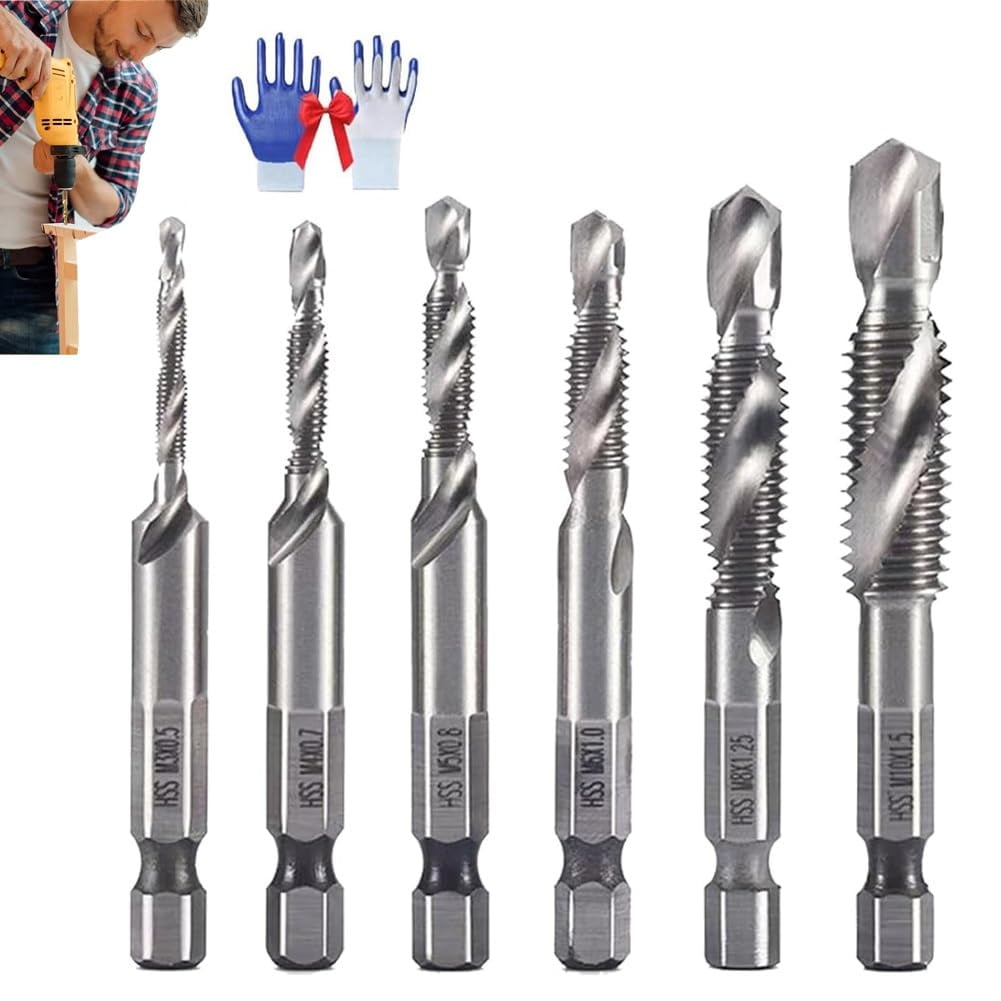 Neattidyly 3 in 1 Spiral Tap Hex Shank Drill Bit Set, Combination Tap ...