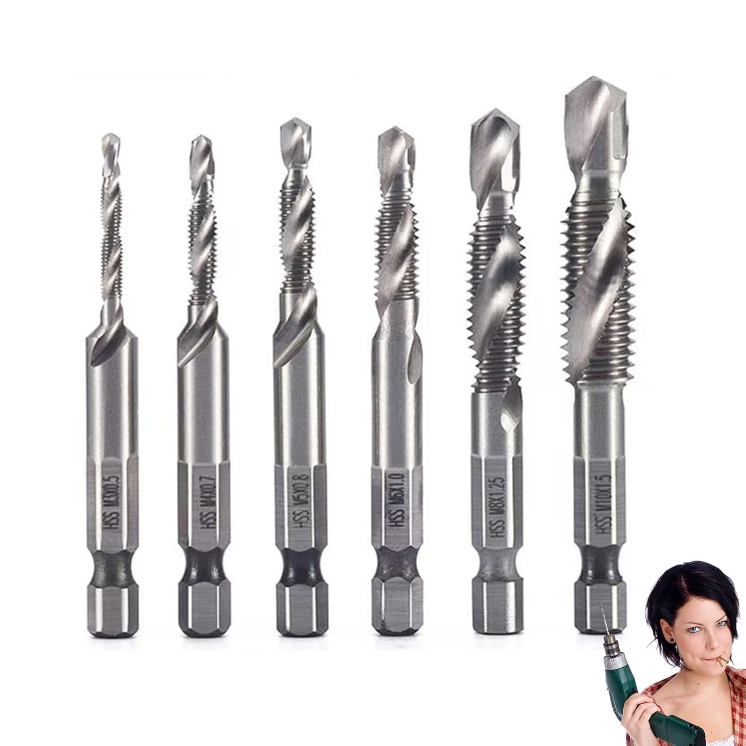 Neattidyly 3 in 1 Spiral Tap Hex Shank Drill Bit Set, Neattidyly 3 in 1 ...
