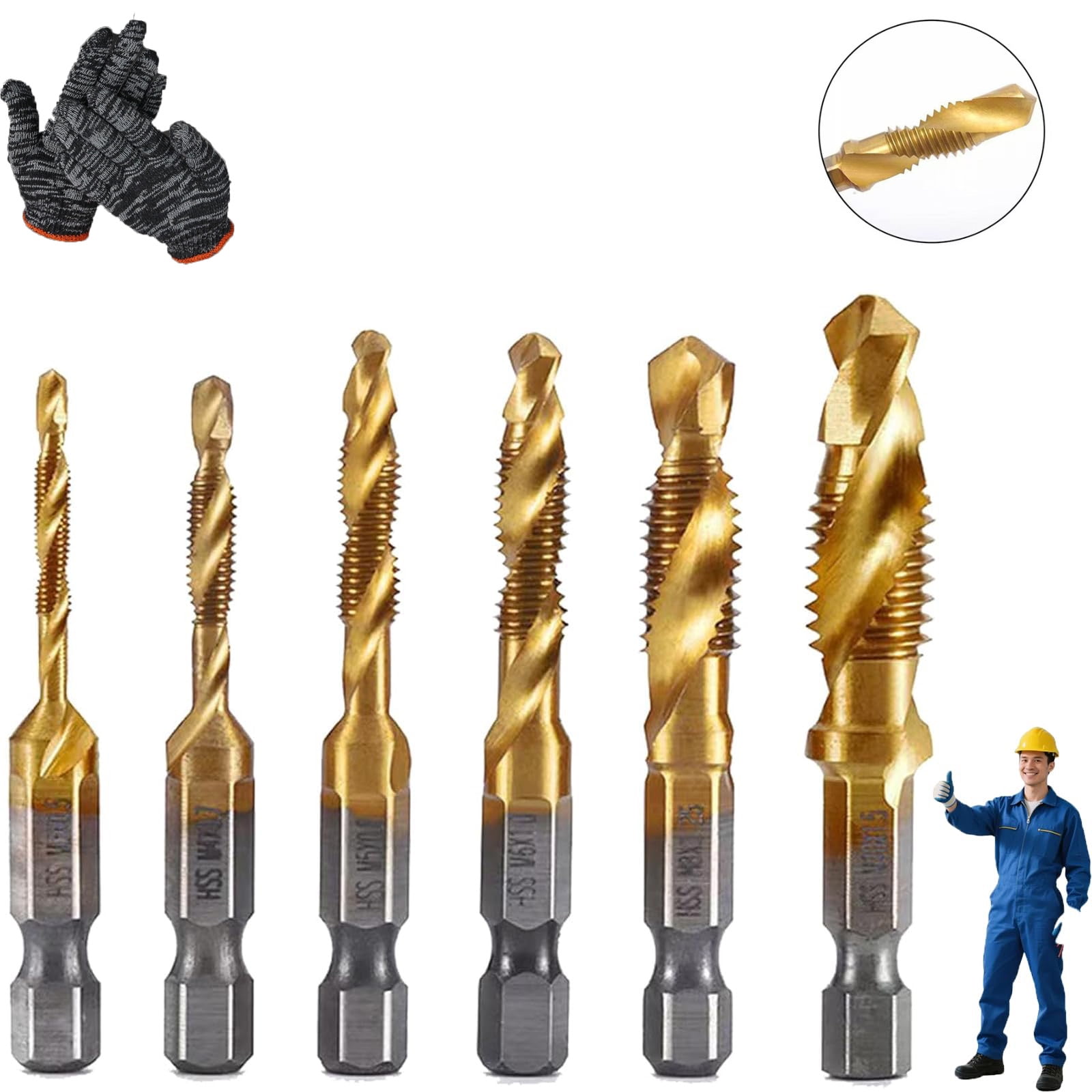 Neattidyly 3 in 1 Spiral Tap Hex Shank Drill Bit Set, Professional ...