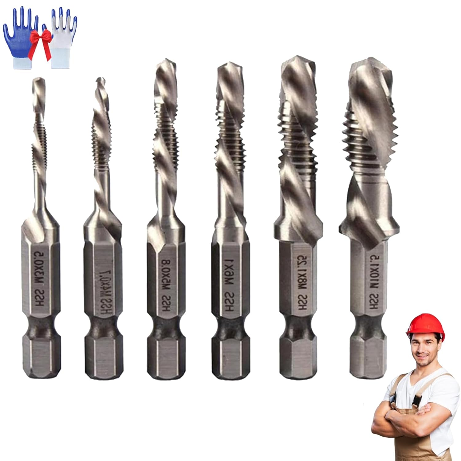 Neattidyly 3 in 1 Spiral Tap Hex Shank Drill Bit Set, Professional ...