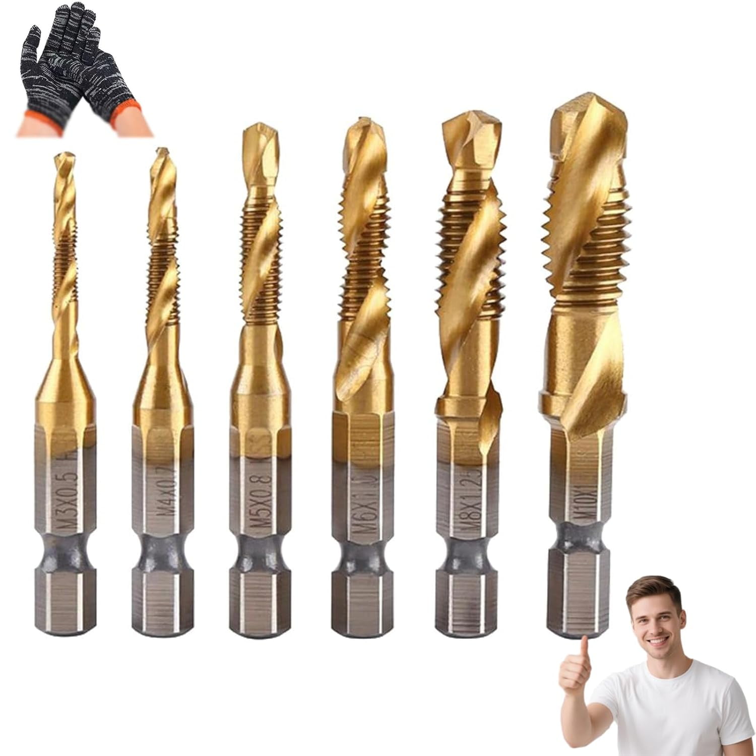 Neattidyly 3-in-1 Spiral Tap Hex Shank Drill Bit Set – Metric ...