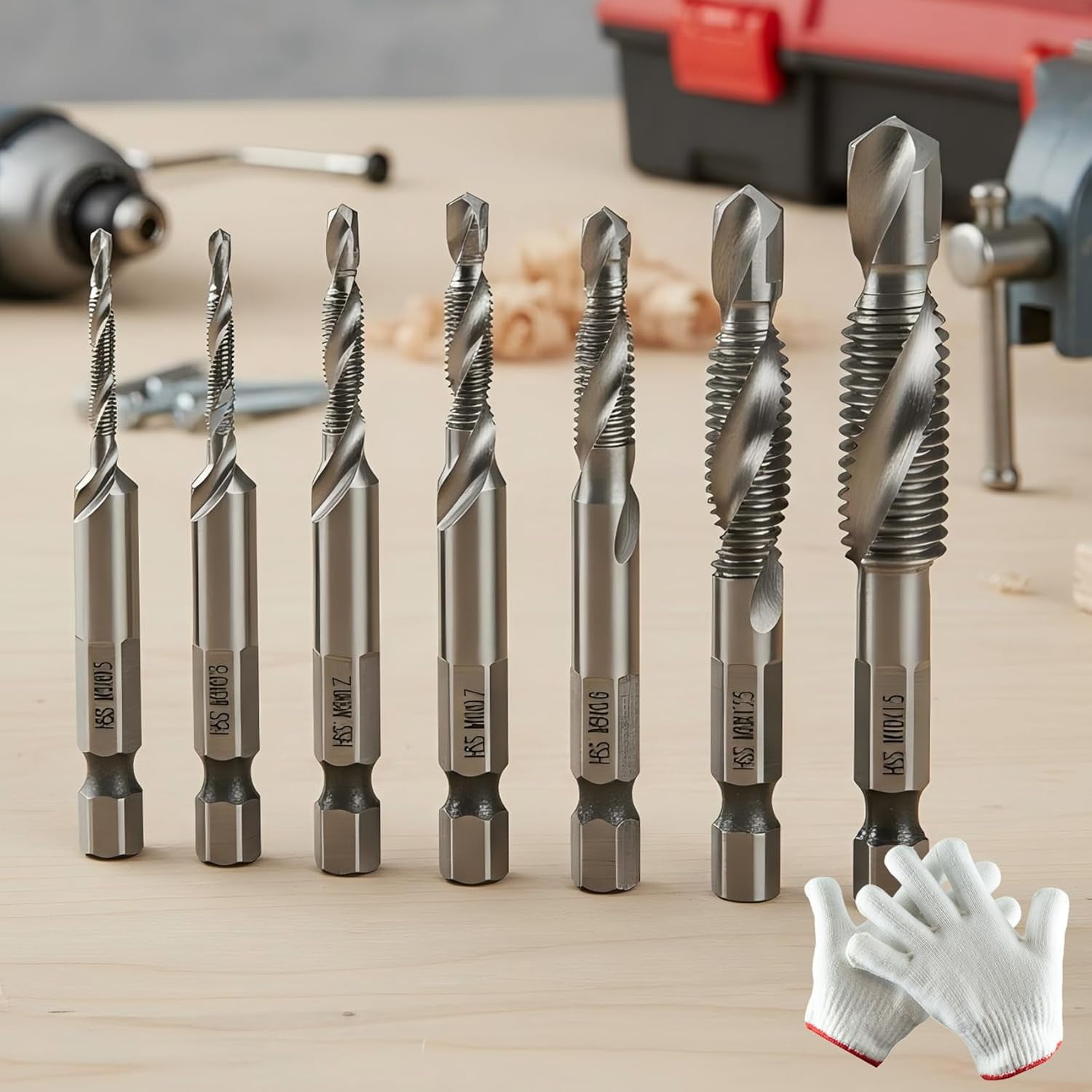 Neattidyly/Specialliy 3 in 1 Spiral Tap Hex Shank Drill Bit Set, M3/M4 ...