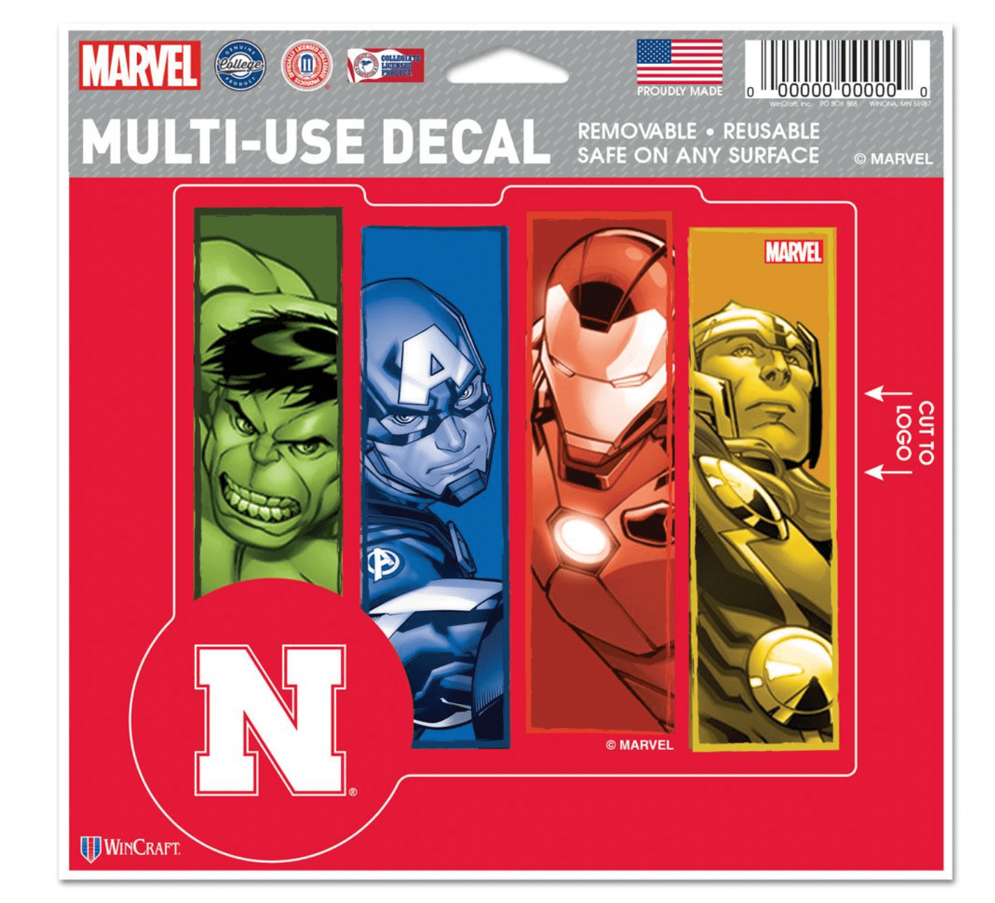 Nebraska Cornhuskers MARVEL MULTI-USE DECAL 5" x 6" - Walmart.com