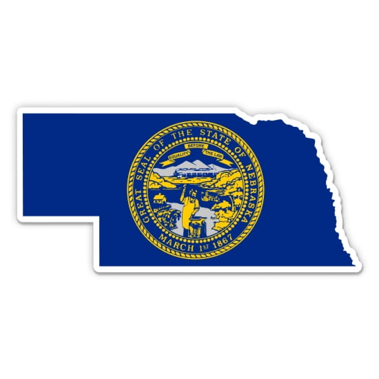 Nebraska Flag Country Shape - 8" Vinyl Sticker - For Car Laptop I-Pad ...