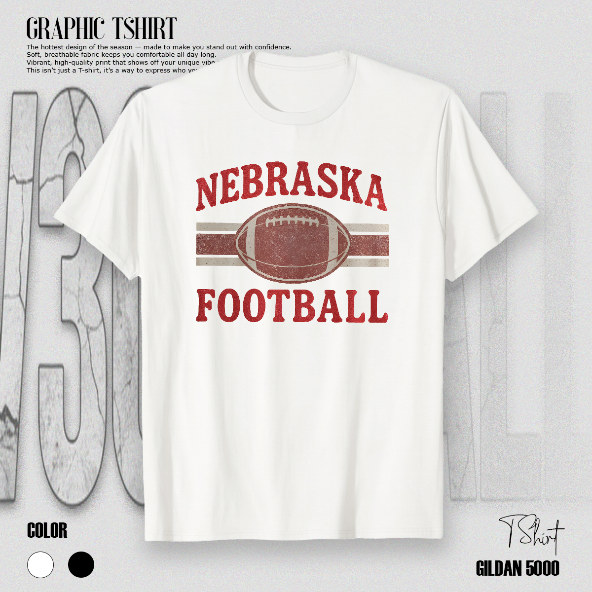 Nebraska Football Retro Game Day Spirit Pride Fan Cartoon Art Unisex T ...