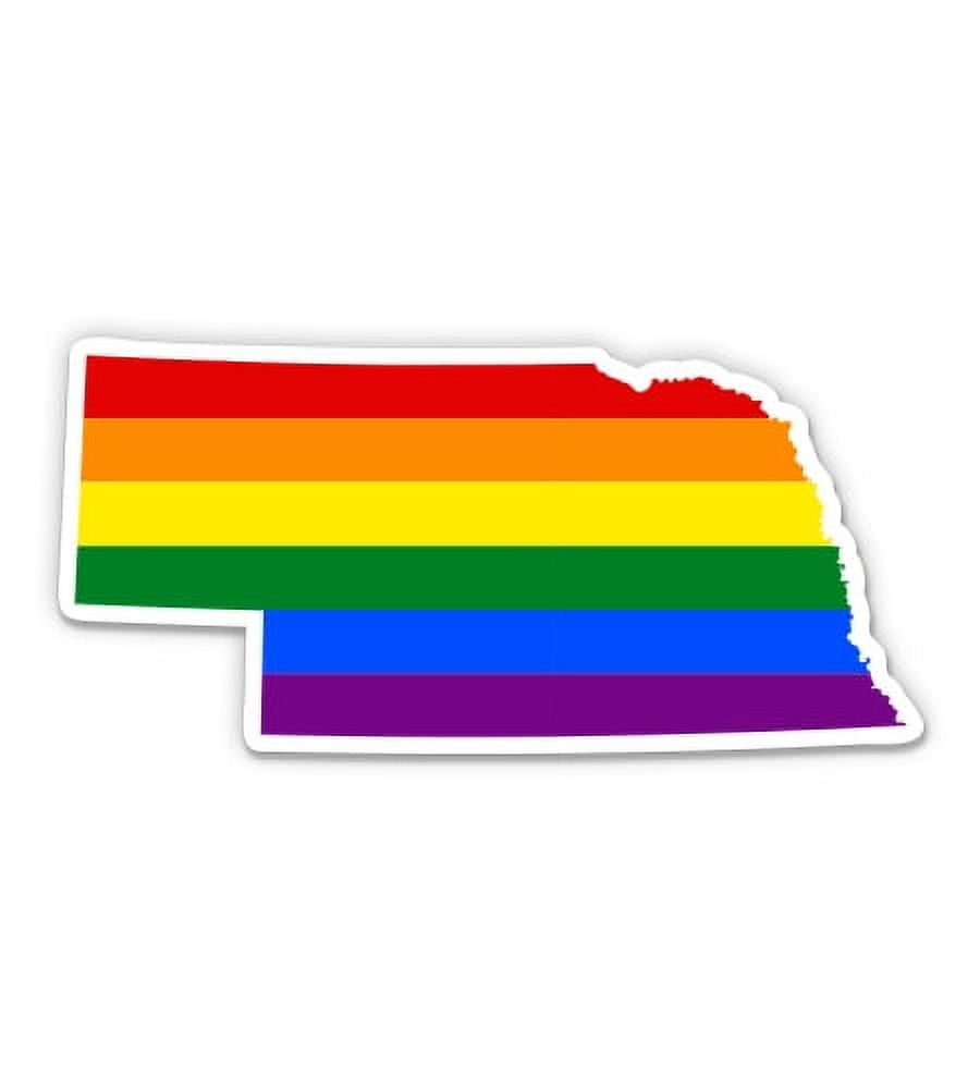 Nebraska Gay Flag State Shape Rainbow Pride LGBT - 8" Vinyl Sticker ...