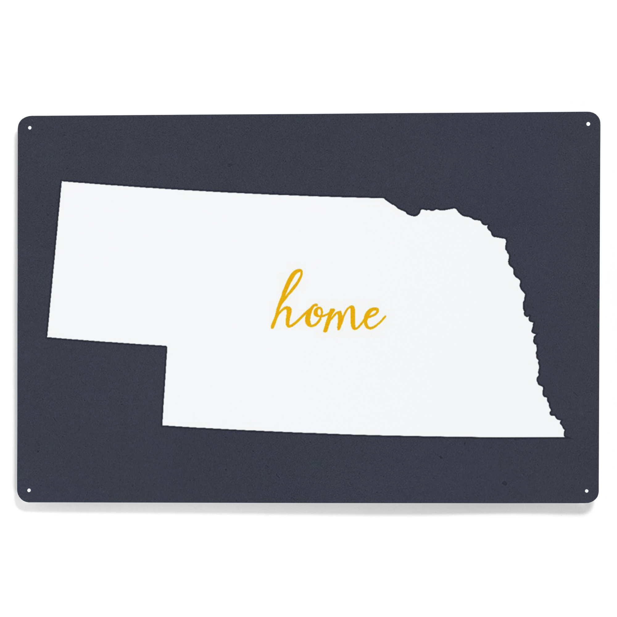 Nebraska, Home State, White on Gray (12x18 Aluminum Art, Indoor Outdoor ...