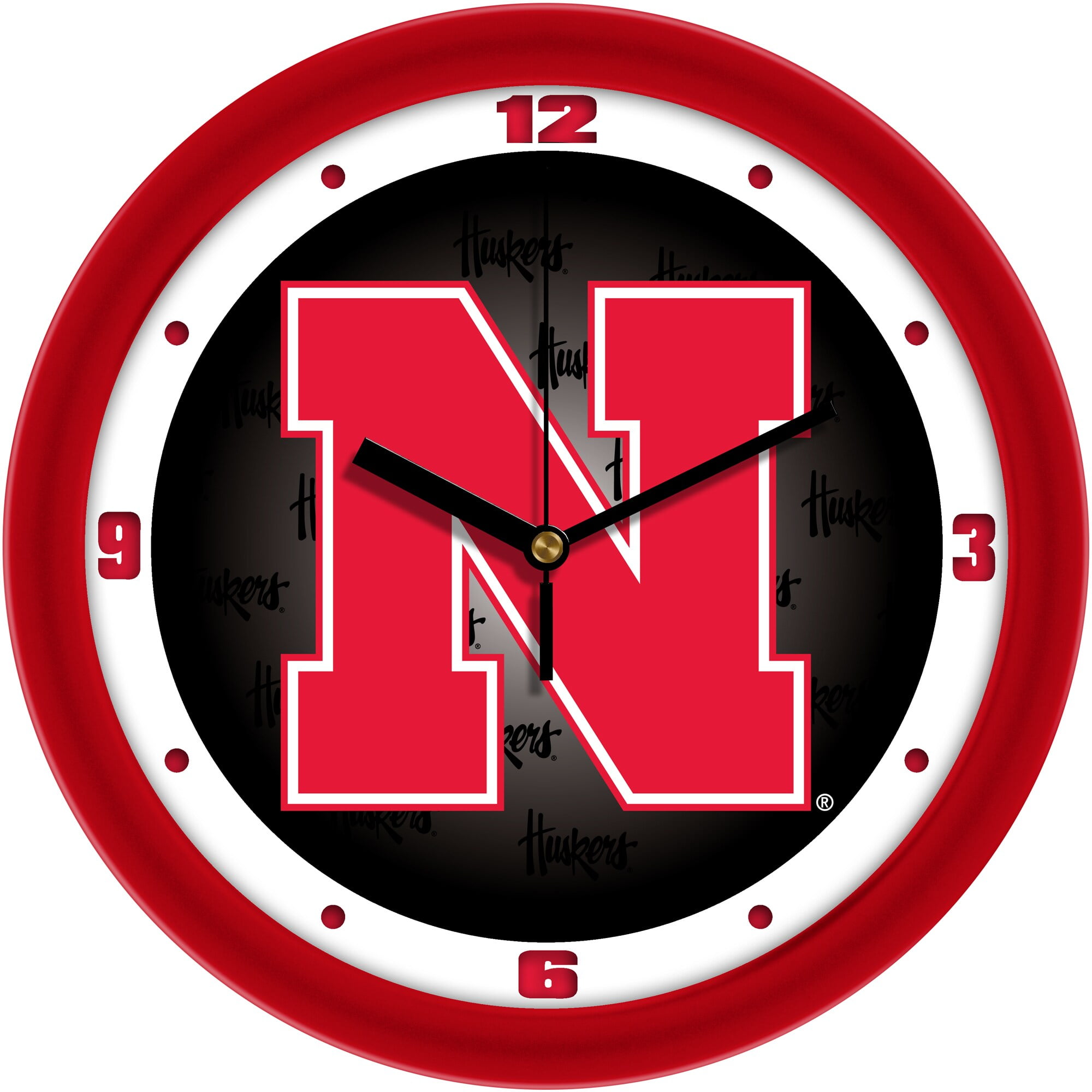 Nebraska Huskers 11.5'' Suntime Premium Glass Face Dimension Wall Clock ...