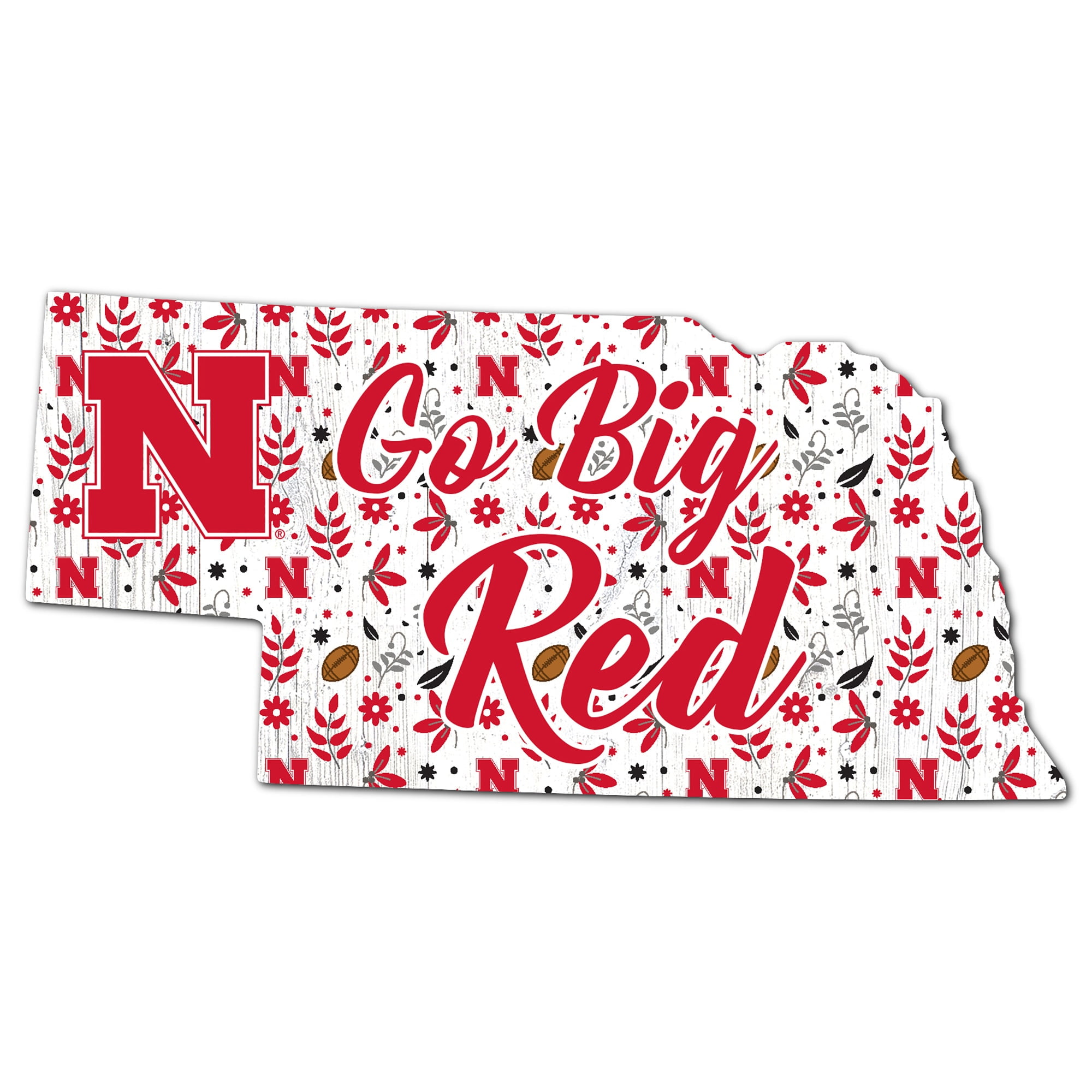 Nebraska Huskers 12'' Floral State Sign - Walmart.com
