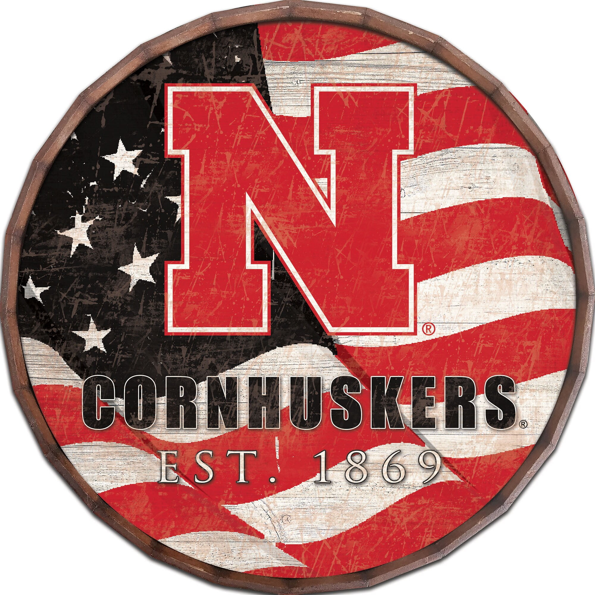 Nebraska Huskers 16" Flag Barrel Top Sign - Walmart.com