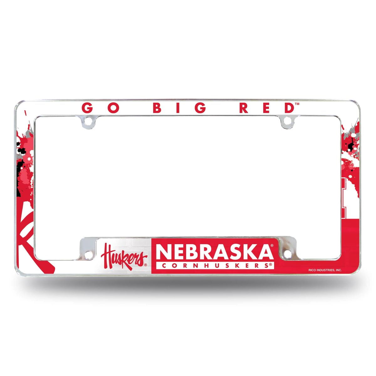 Nebraska NCAA Huskers Chrome Metal License Plate Frame with Bold Full ...