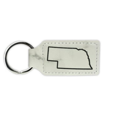 North Dakota Outline Keychain Leatherette Rectangle - Laser Engraved ...