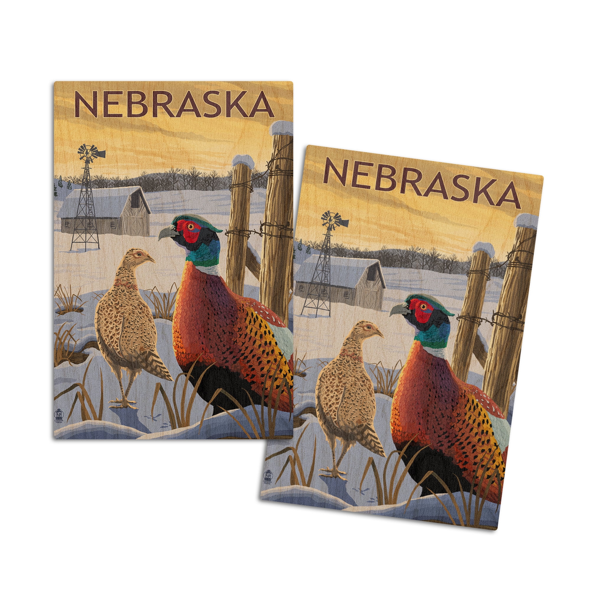 Nebraska, Pheasants (4x6 Birch Wood Postcards, 2-Pack Stationary ...