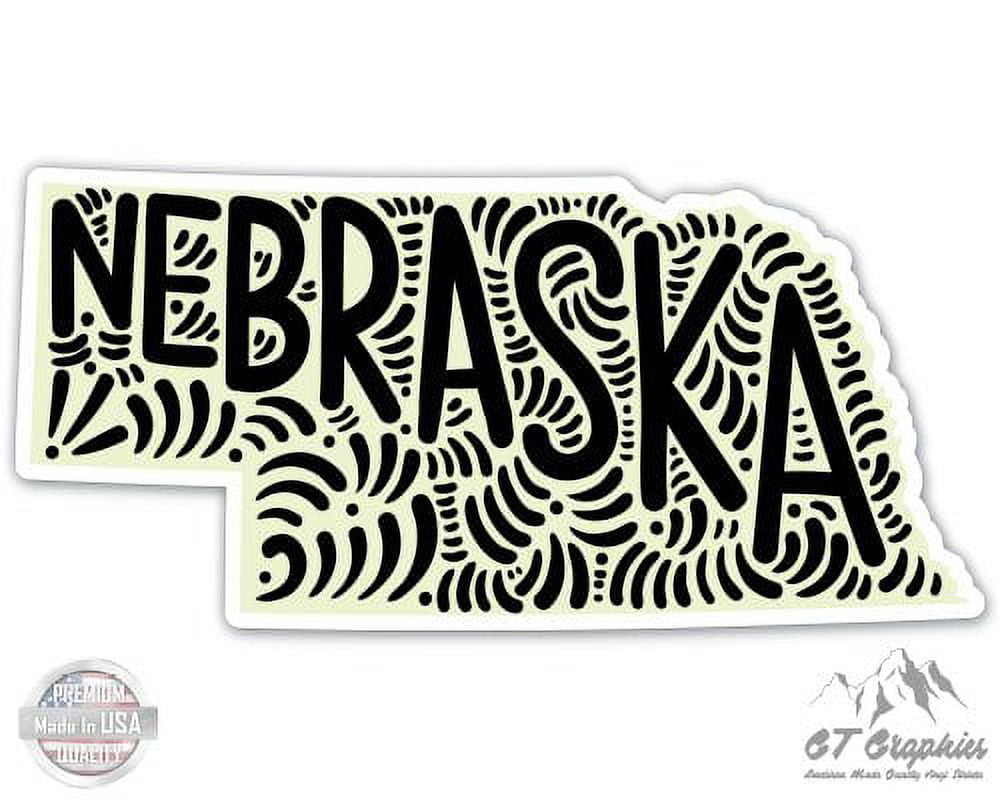 Nebraska Shape Cute Letters Native Local - 12" Vinyl Sticker Waterproof ...
