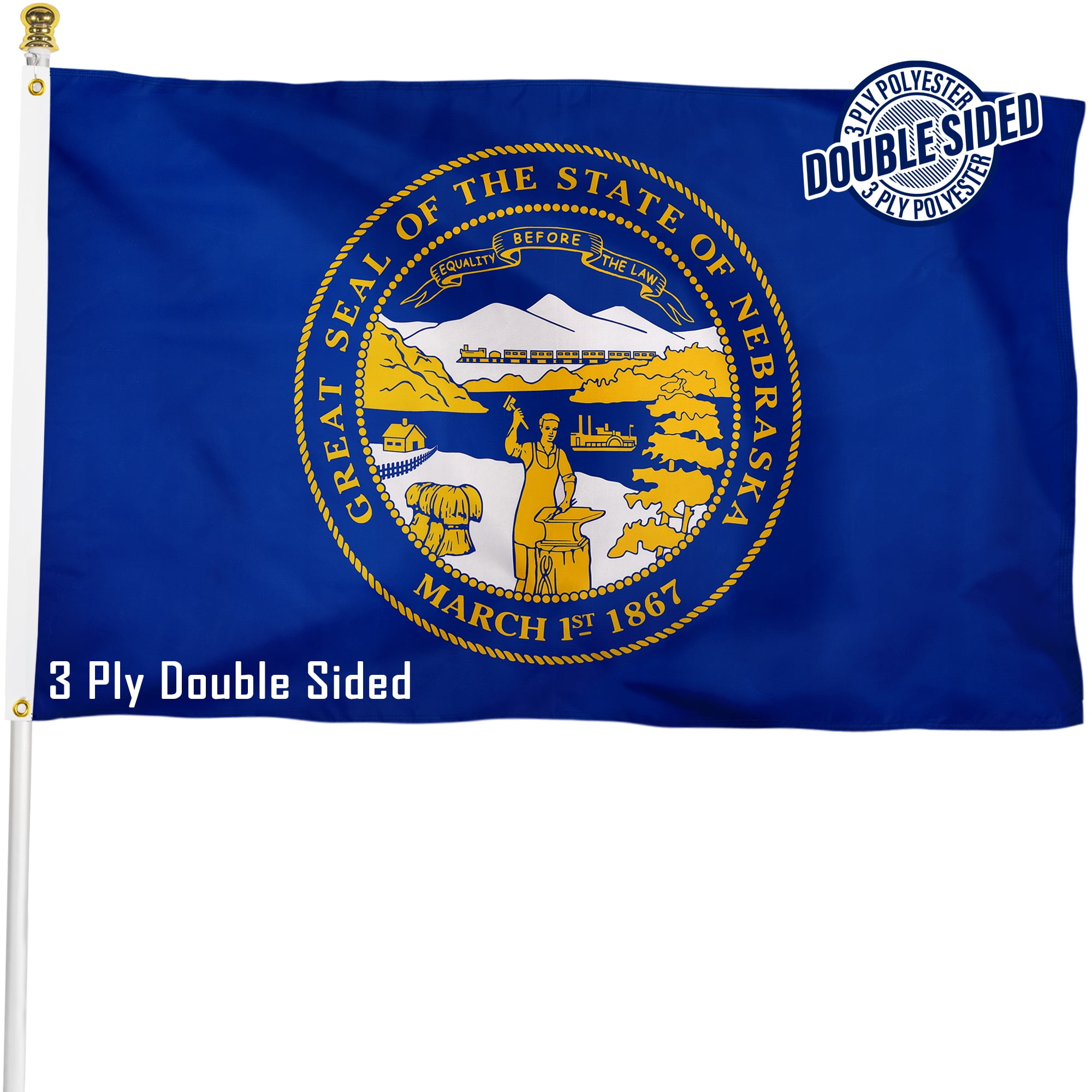 Nebraska State Flag Double Sided 3x5 ft, Heavy Duty 3 Ply Durable ...