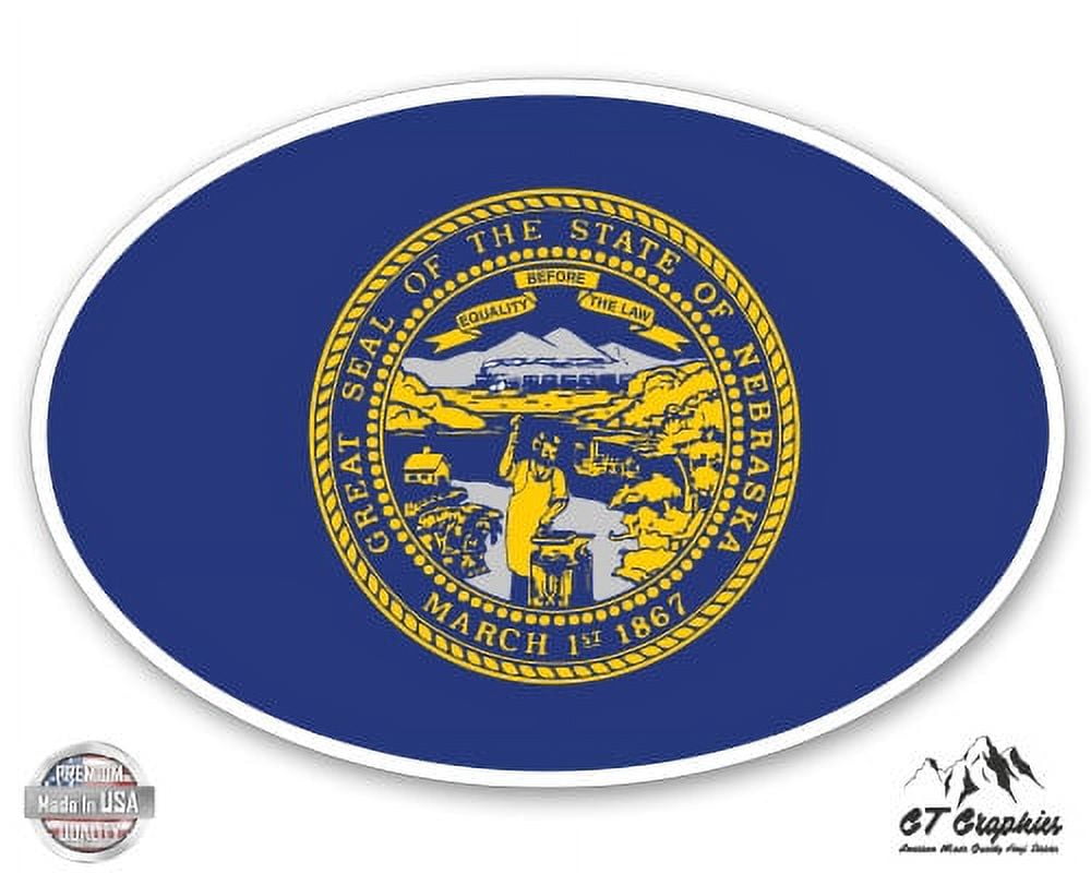 Nebraska State Flag Oval - 12" Vinyl Sticker Waterproof Decal - Walmart.com