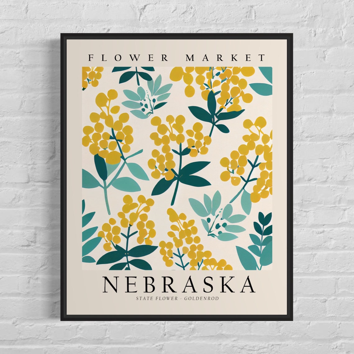 Nebraska State Flower, Nebraska Flower Market Art Print, Goldenrod 1960 ...