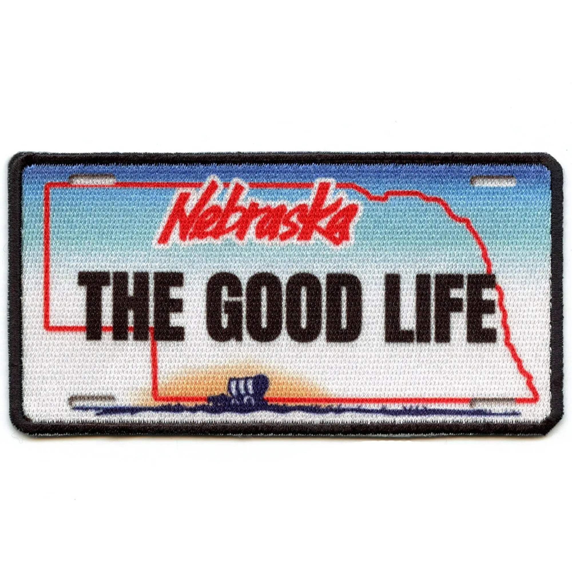 Nebraska State License Plate Patch Huskers Travel Pioneer Sublimated ...