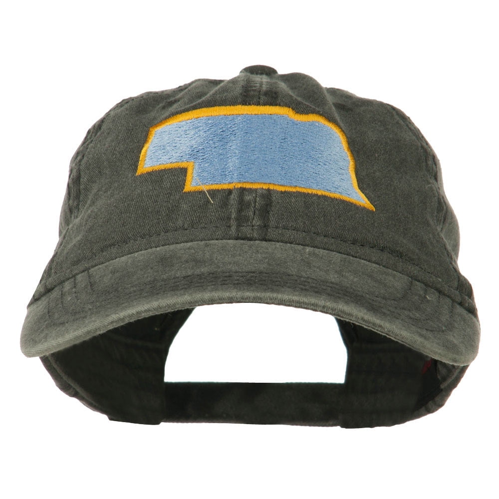 Nebraska State Map Embroidered Washed Cotton Cap - Black OSFM - Walmart.com