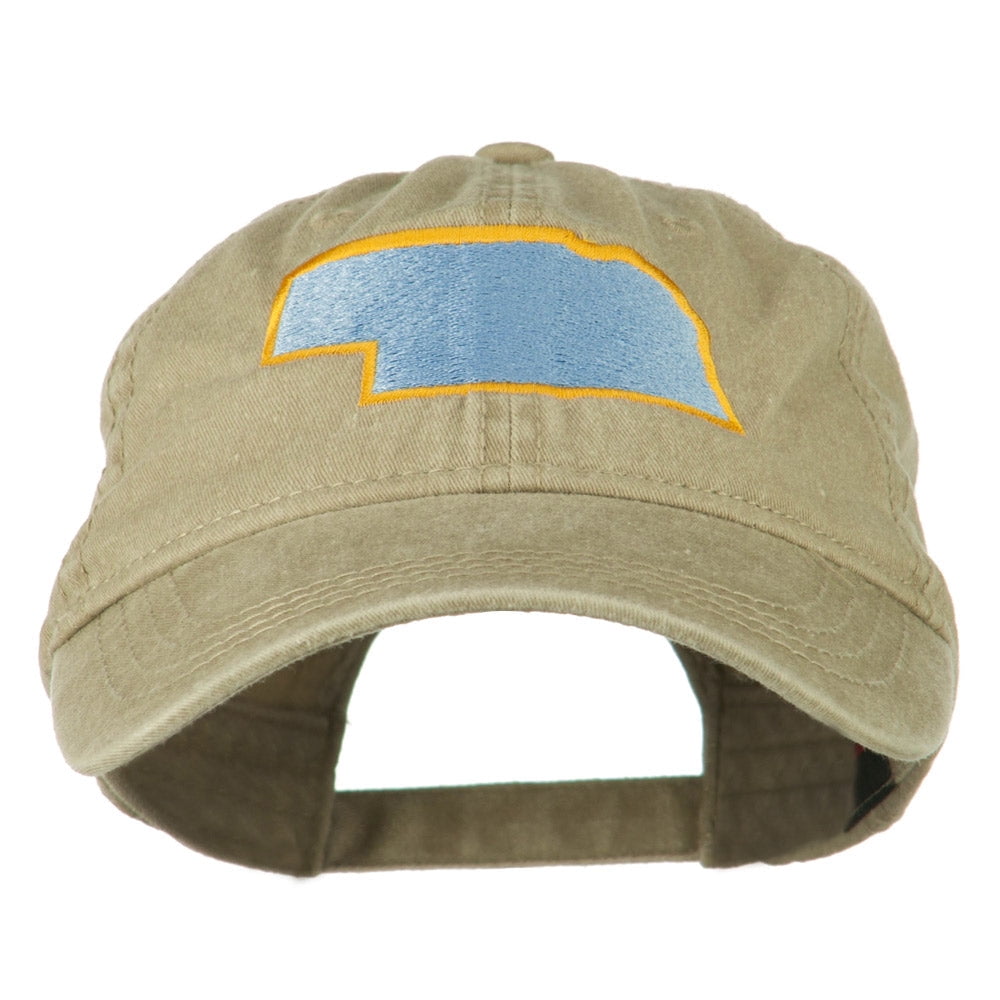 Nebraska State Map Embroidered Washed Cotton Cap - Khaki OSFM - Walmart.com