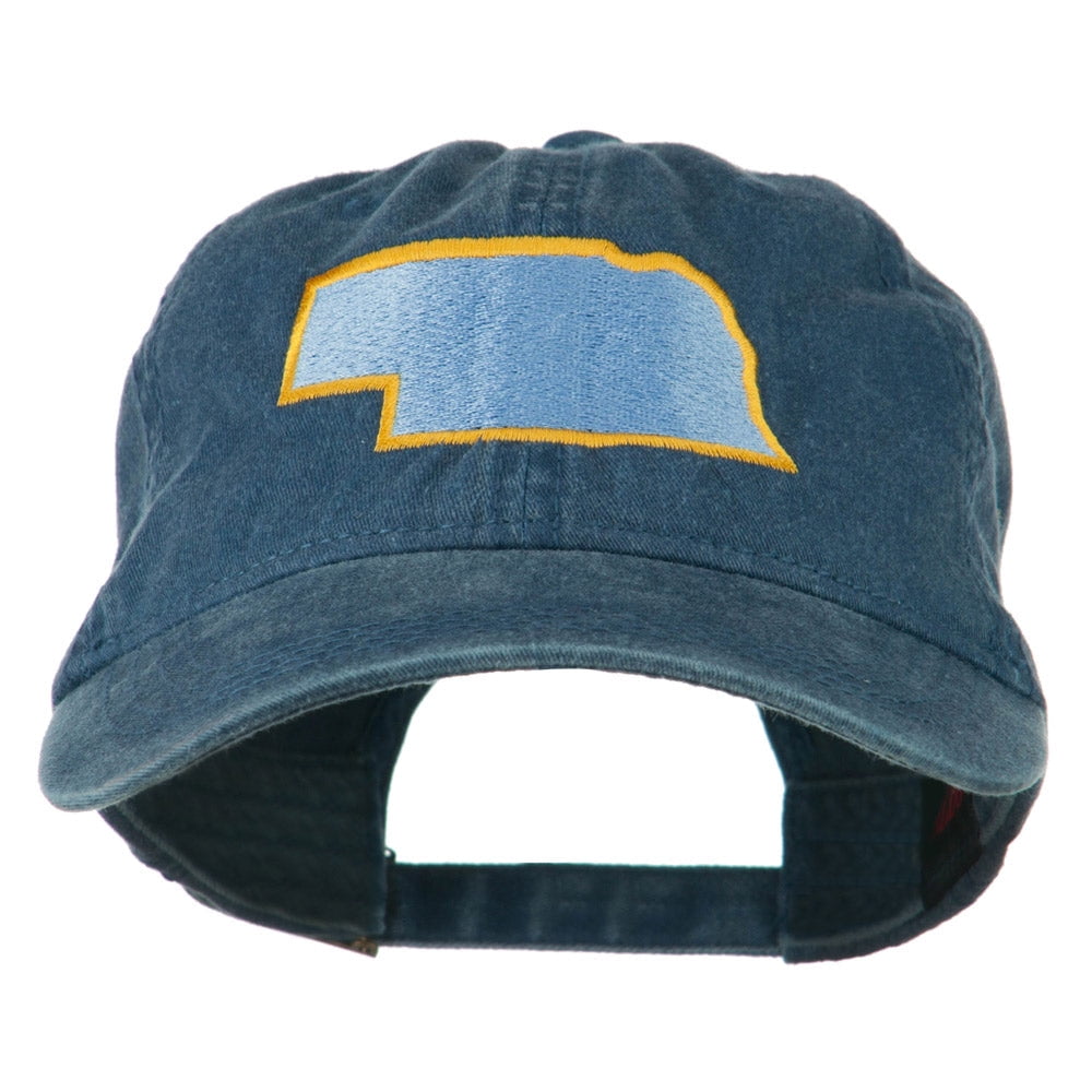 Nebraska State Map Embroidered Washed Cotton Cap - Navy OSFM - Walmart.com