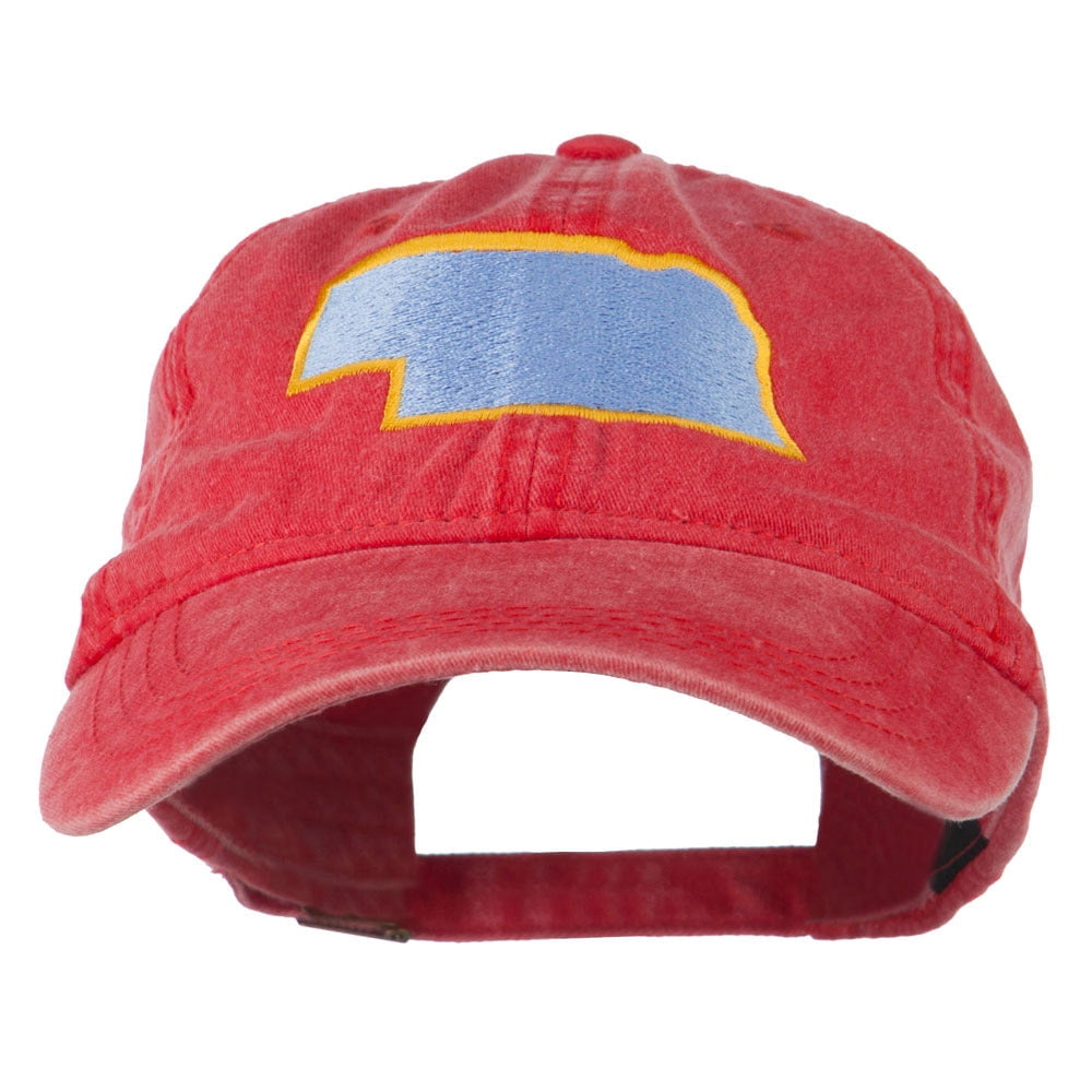 Nebraska State Map Embroidered Washed Cotton Cap - Red OSFM - Walmart.com