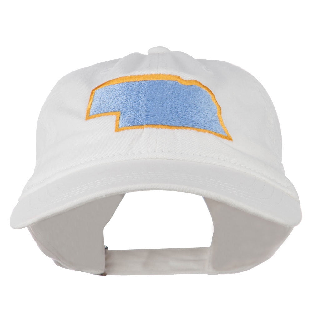 Nebraska State Map Embroidered Washed Cotton Cap - White OSFM - Walmart.com