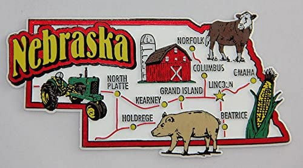Nebraska State Map and Landmarks Collage Magnet FMC - Walmart.com