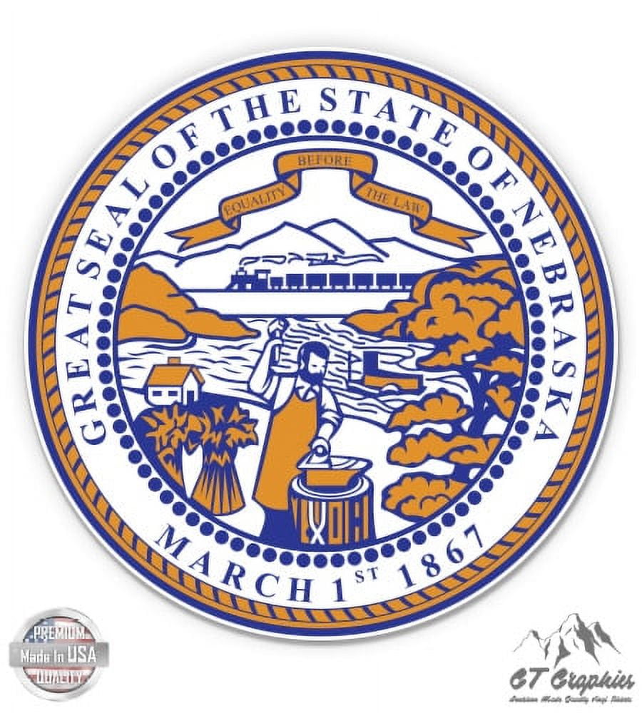 Nebraska State Seal - 3" Vinyl Sticker - For Car Laptop I-Pad Phone ...
