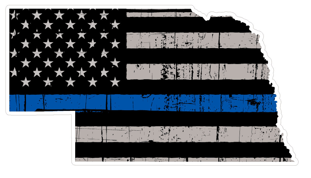 Nebraska State (V28) Thin Blue Line Vinyl Decal Sticker Car/Truck ...