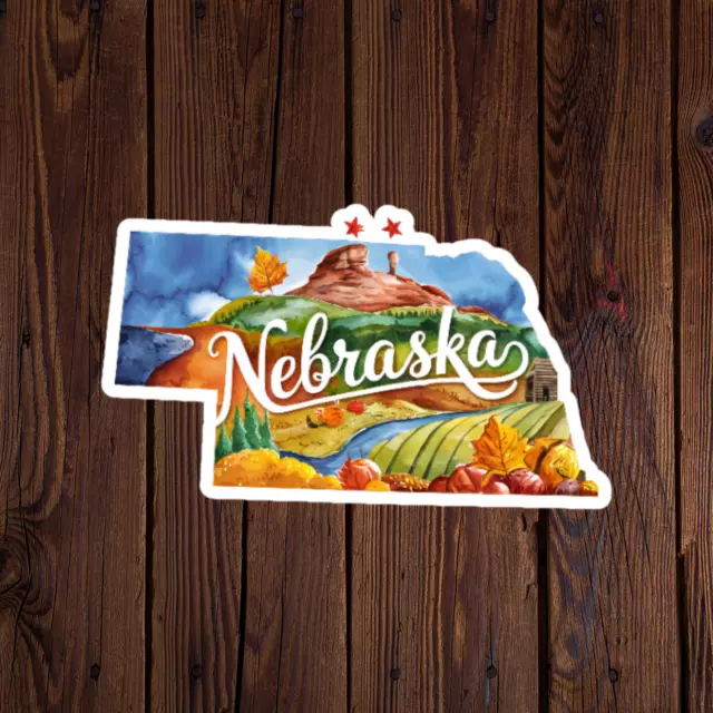 Nebraska Sticker American Flag State Outline Novelty Laptop Car Sticker ...