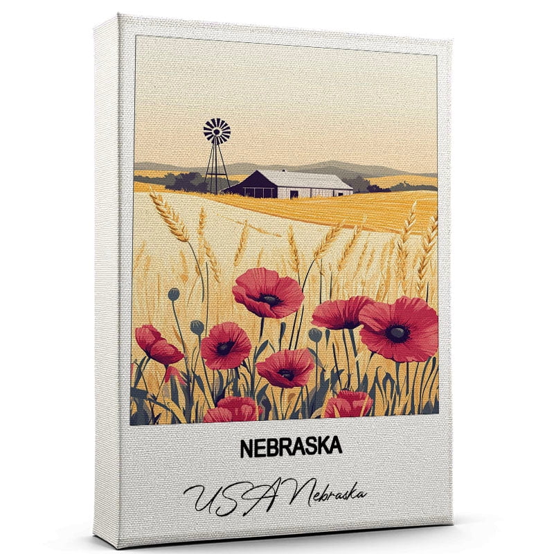 Nebraska Travel Canvas Wall Art – Nature-Inspired Travel Decor with ...