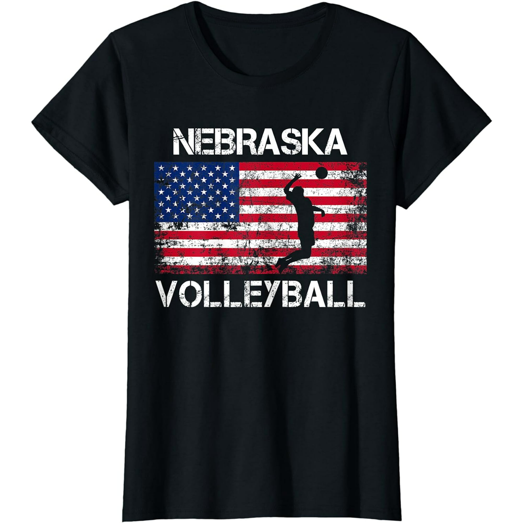 Nebraska Volleyball Team American Flag Gift Shirt - Walmart.com