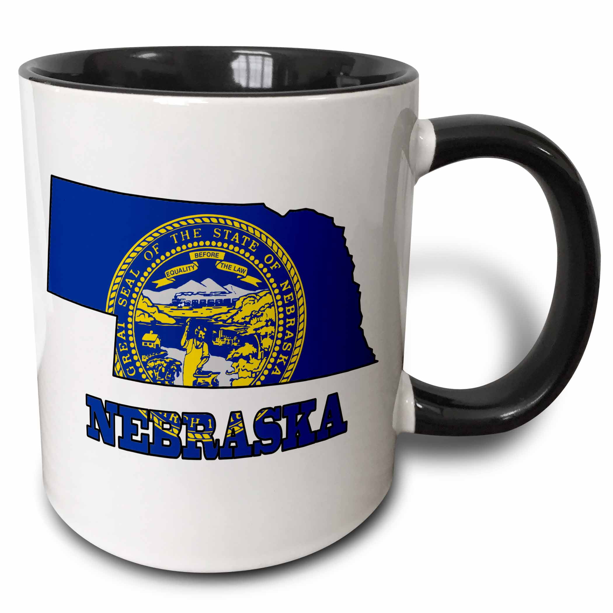 Nebraska state flag in the outline map and letters for Nebraska 11oz ...
