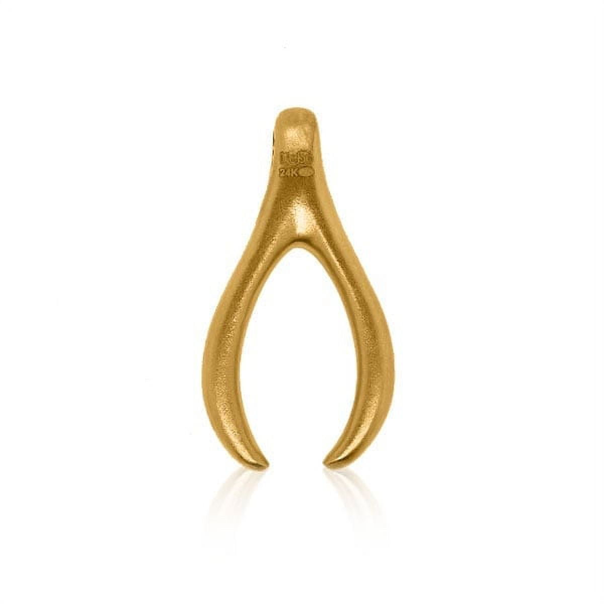 Nebu , Gold Pendant - Wishbone **Matte Finish** - 9.8 Grams, 24K Pure ...