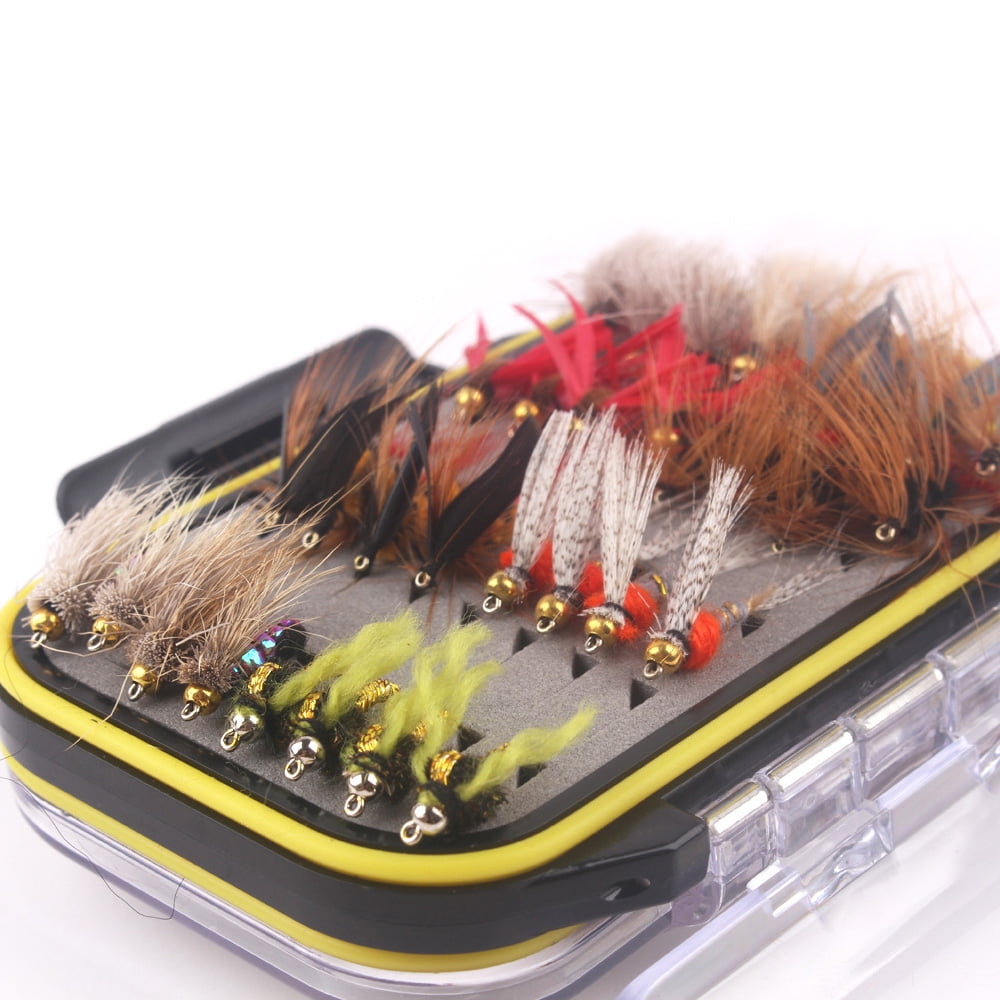 Nebublu 64pcs Fly Fishing Flies Kit - Biomimetic Lures with Fly Box for ...