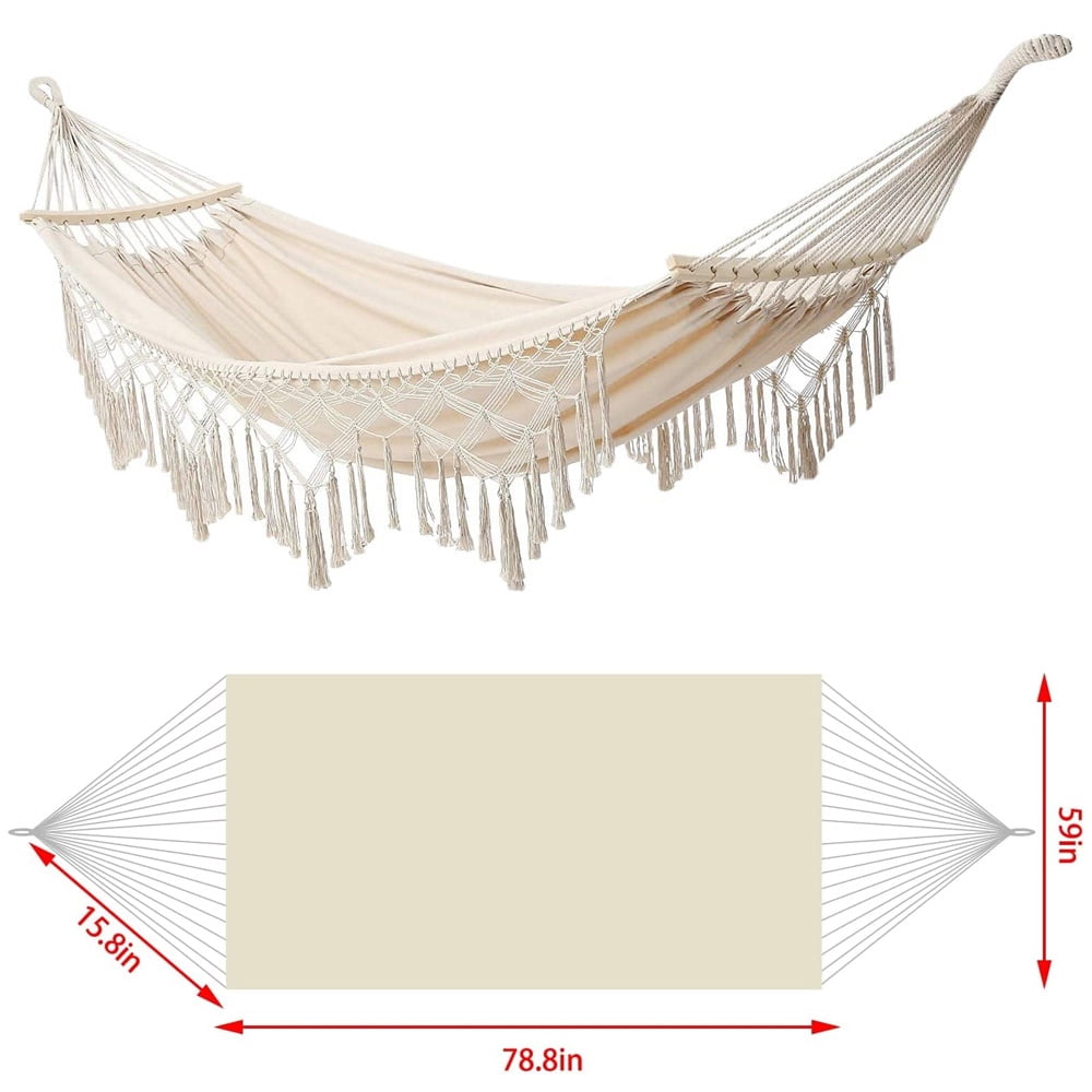 Nebublu Double Macrame Hammock Swing Bed - Two Person Beach Yard ...