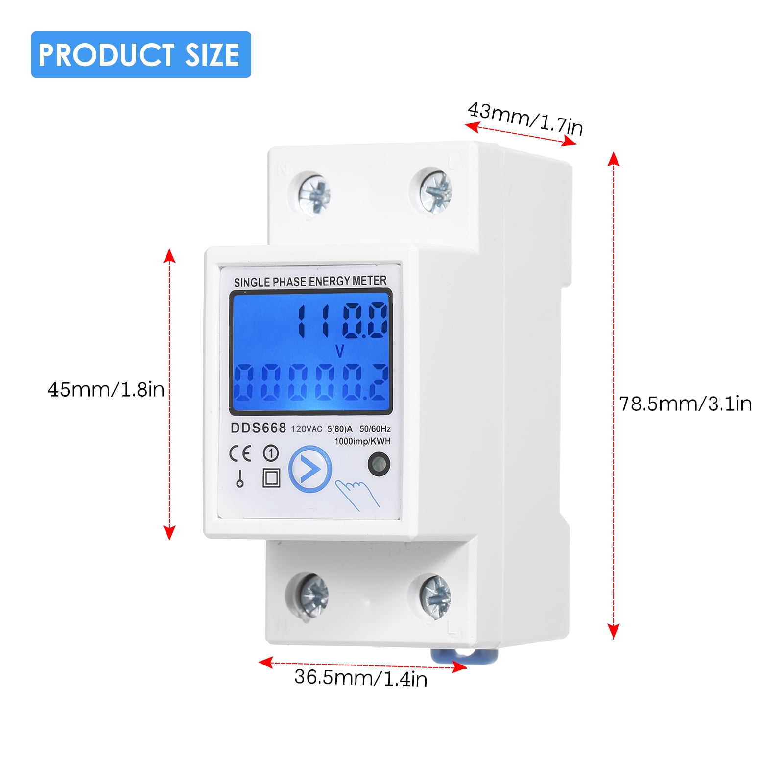 Nebublu Electric Meter With Reset Button Backlight And Ac 120v Single